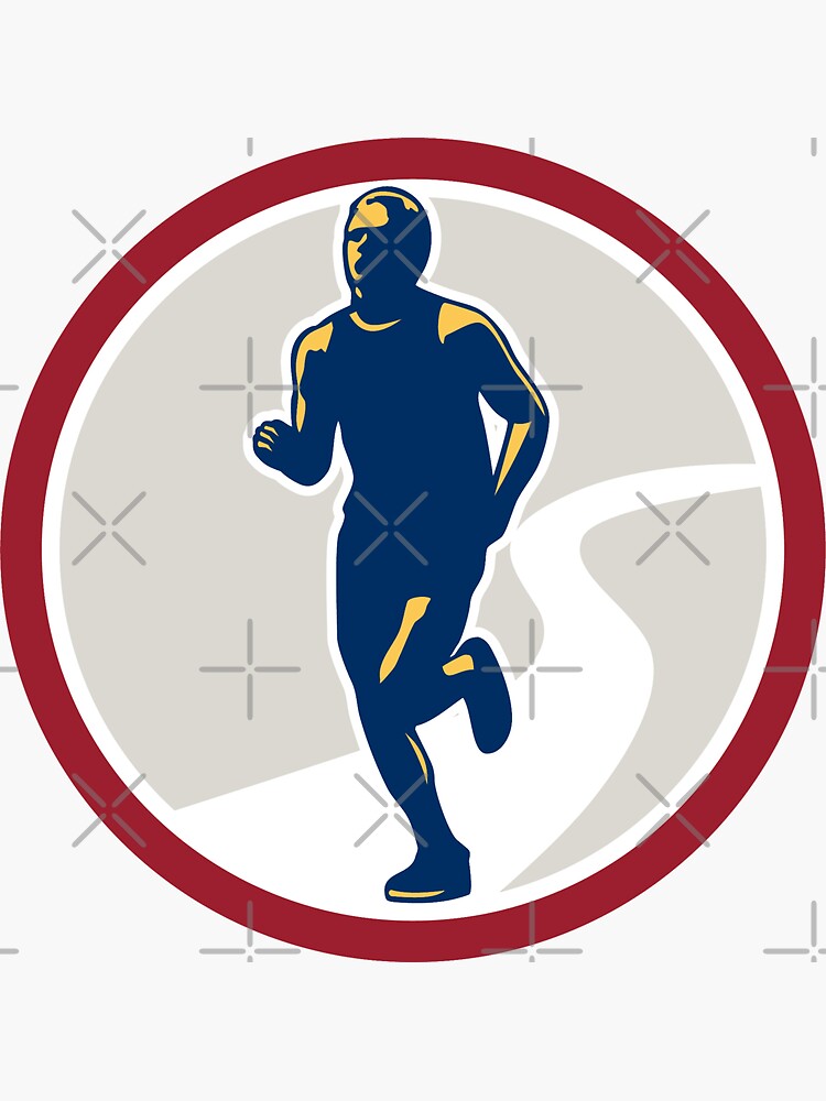 "Marathon Runner Running Circle Retro" Sticker for Sale by patrimonio ...