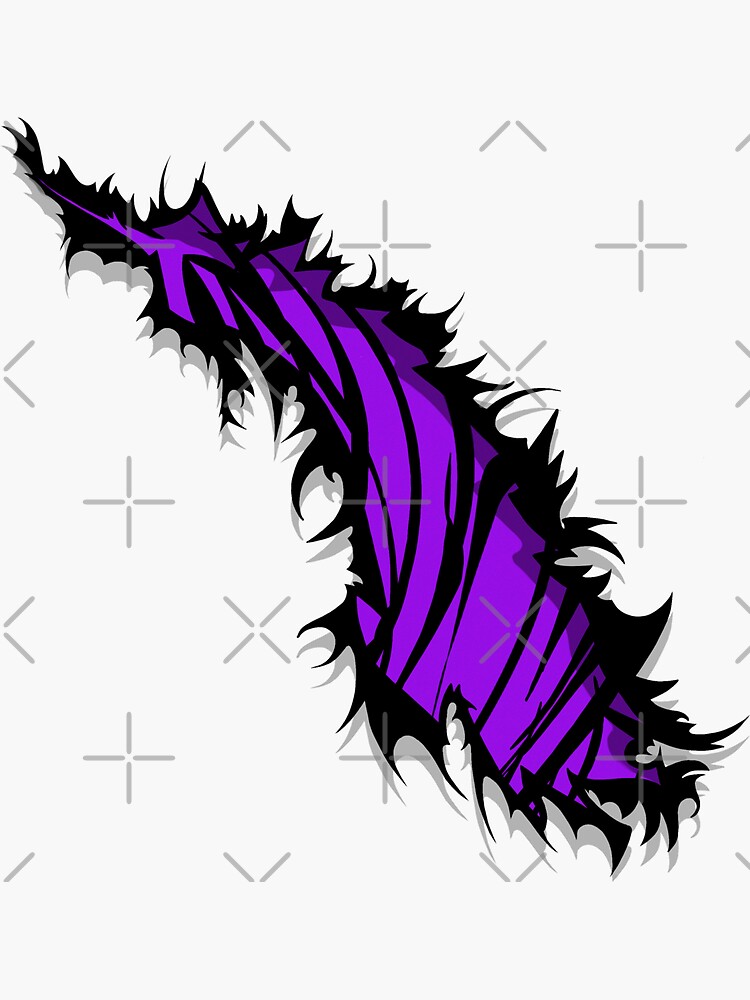 "Tiger Stripe Rip Tear Purple " Sticker for Sale by Sookiesooker ...