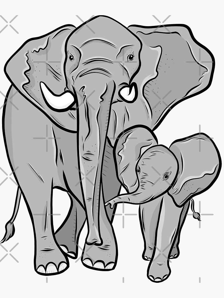 "Mama & Baby: Elephants " Sticker for Sale by rmcbuckeye | Redbubble