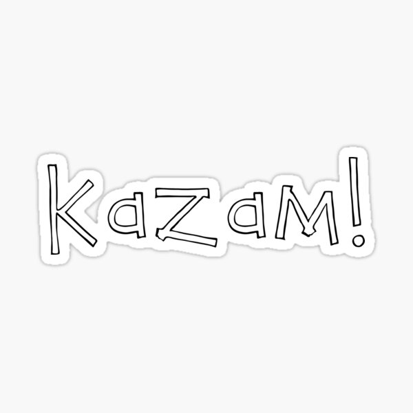 "Kazam! (white)" Sticker for Sale by jammin-deen | Redbubble