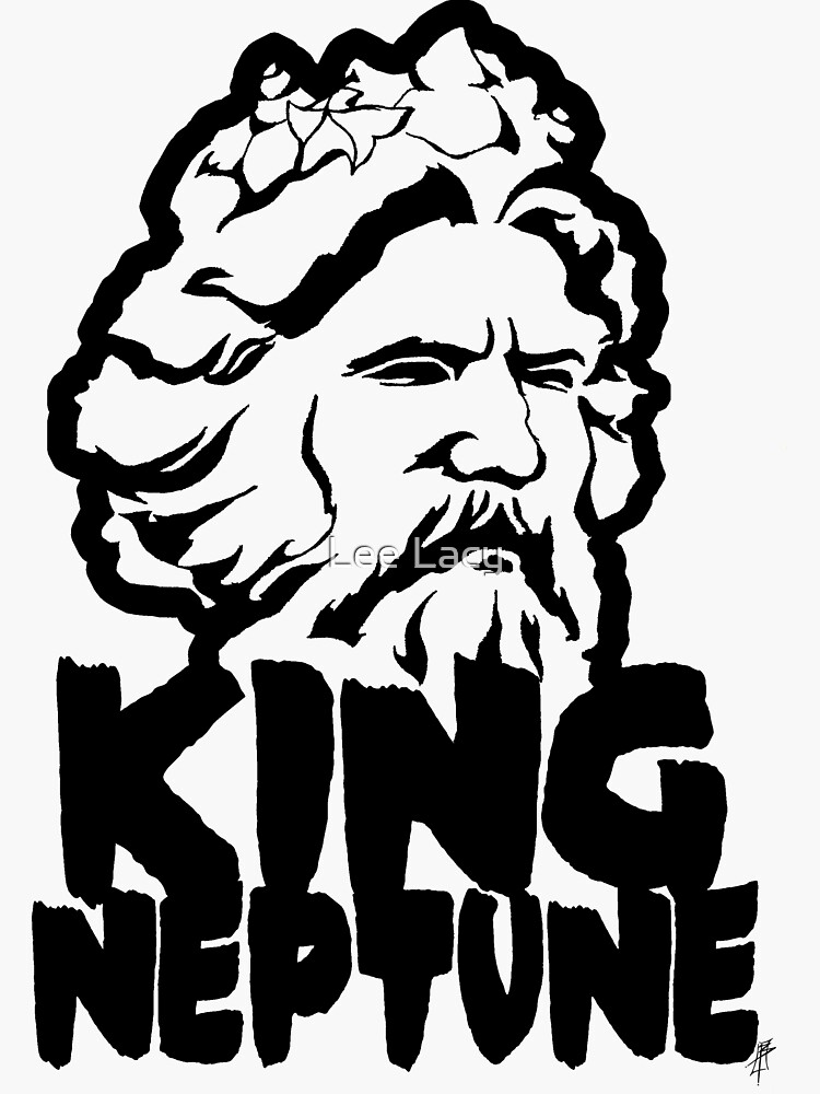"King Neptune Head - Black" Sticker by CUNRVA | Redbubble