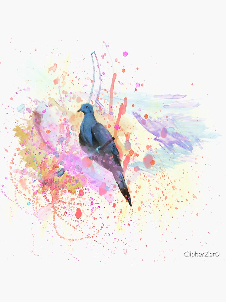 "Paint-splatter Watercolor Bird [0.2] Transparent" Sticker by ...