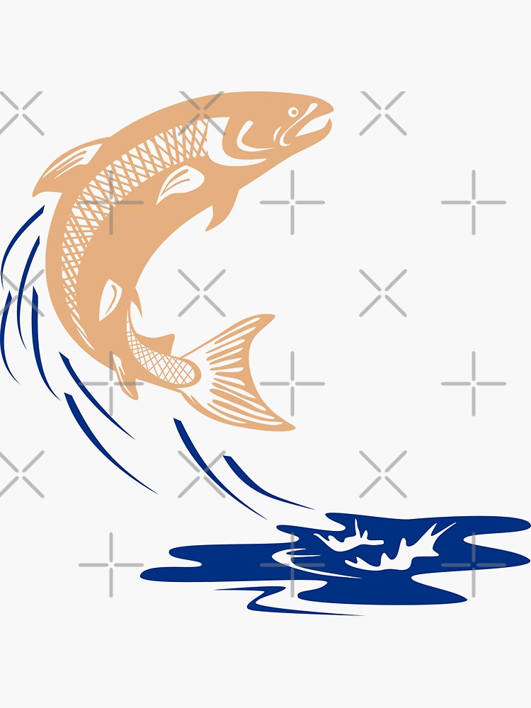 "Atlantic Salmon Fish Jumping Water Isolated" Sticker by patrimonio ...
