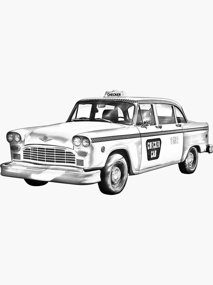 "Checkered Taxi Cab Illustrastion" Sticker for Sale by KWJphotoart ...