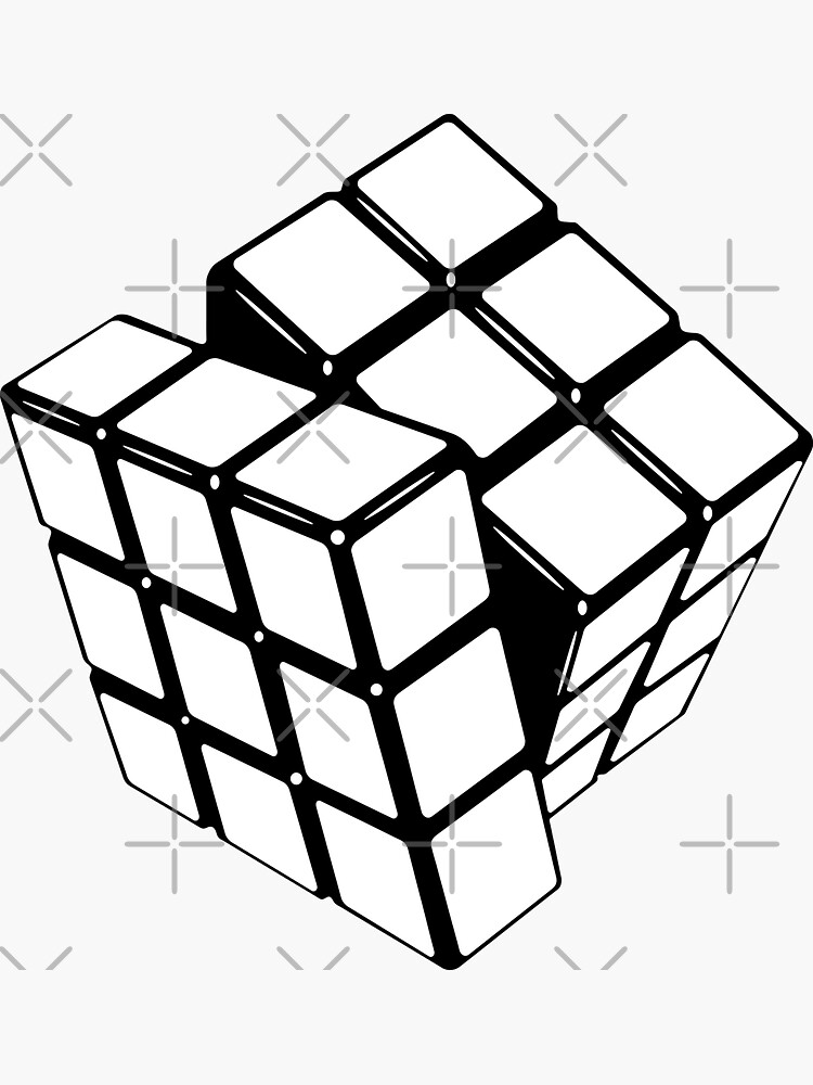 Pegatina «Cubo mágico blanco y negro» de MAIRACARDOSO | Redbubble