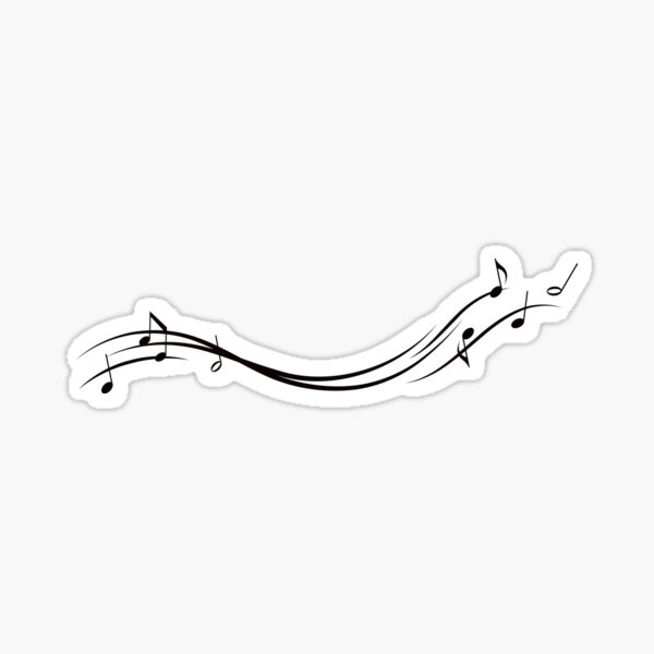 "Wavy, flowing music design with musical notes sticker" Sticker for ...