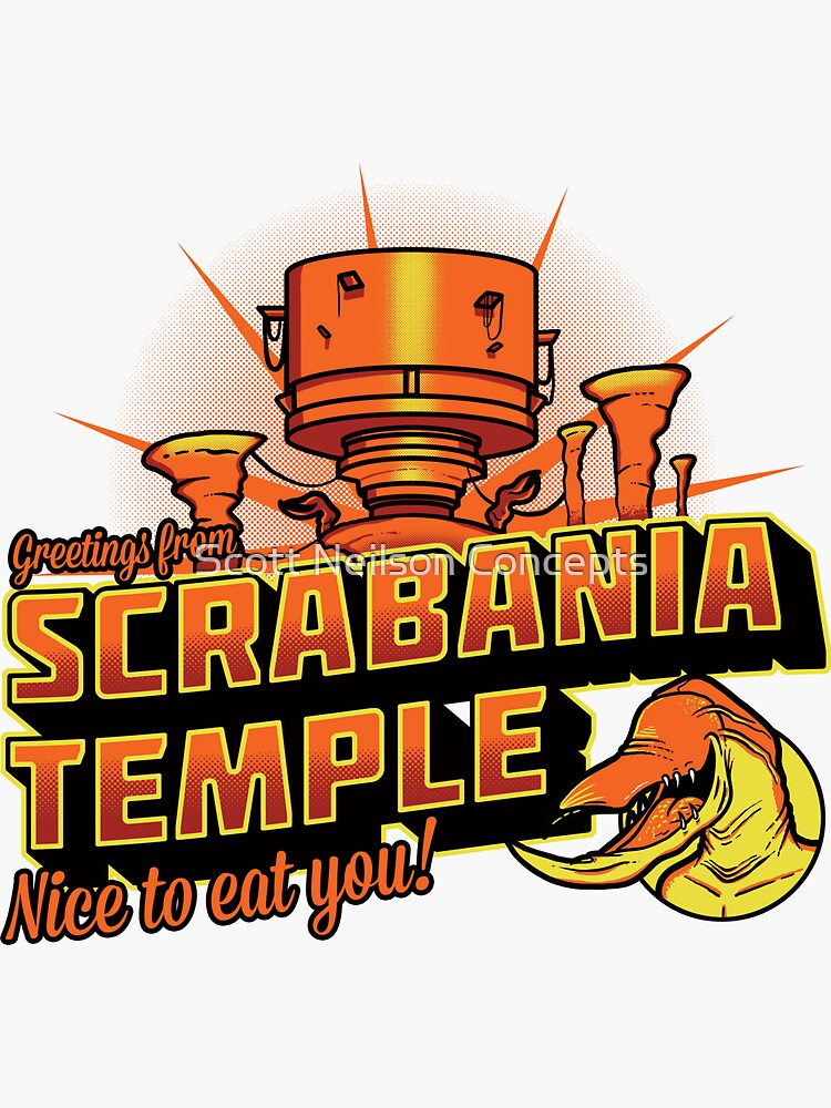 "Greetings From Scrabania Temple" Sticker by neilss1 | Redbubble