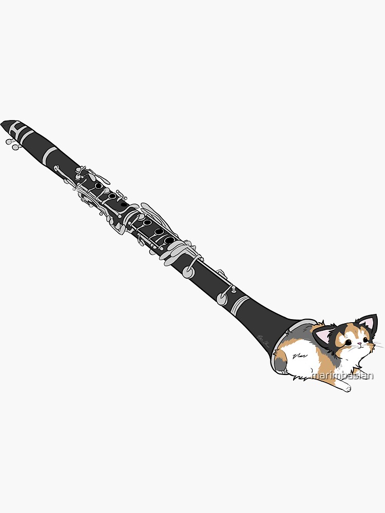 "Clarinet cat" Sticker for Sale by marimbasian | Redbubble