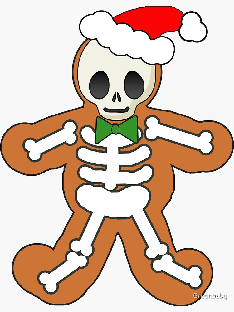 "Gingerbread Man Skeleton" Sticker by Greenbaby | Redbubble