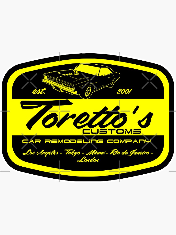 "Toretto's customs" Sticker by edcarj82 | Redbubble