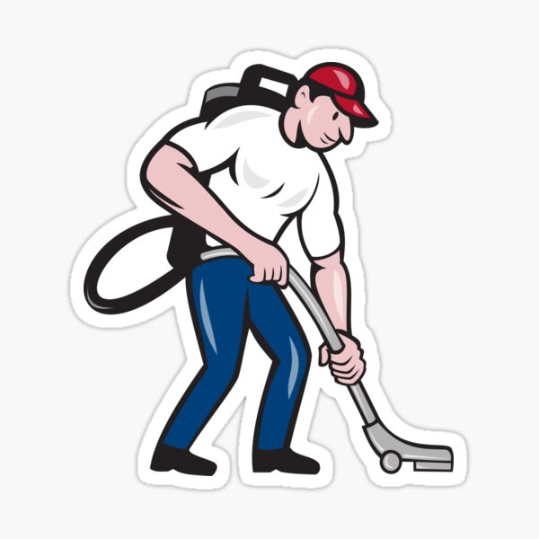 "Commercial Cleaner Janitor Vacuum Cartoon" Sticker for Sale by ...