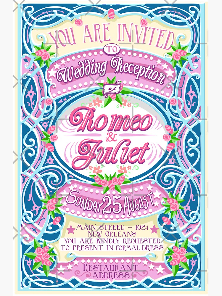 "Romeo & Juliet Wedding Invitation " Sticker for Sale by aurielaki ...