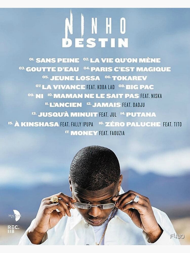 "NINHO DESTIN TRACKLIST" Framed Art Print for Sale by F430 | Redbubble