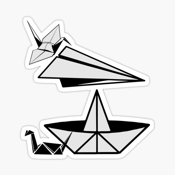 "ORIGAMI paper airplane paper duck and paper crane" Sticker for Sale by ...