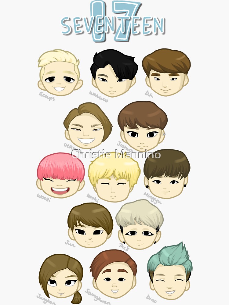 "SEVENTEEN Chibi Heads" Sticker for Sale by chaixing | Redbubble