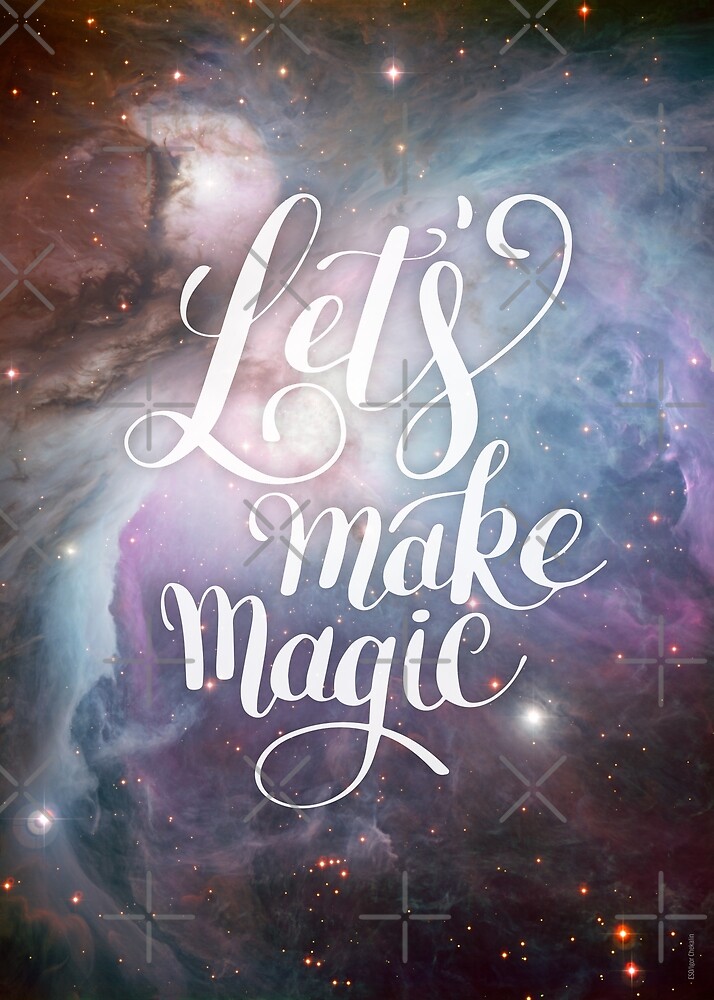 "Let's Make Magic Quote elegant cursive letter purple violet and brown ...