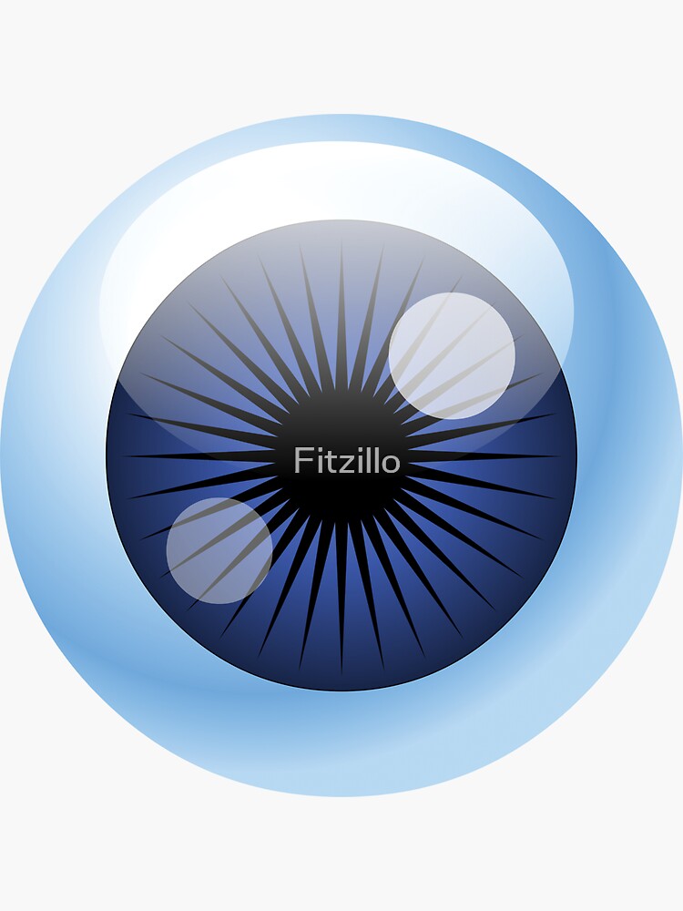"Crazy Blue Eyeball" Sticker by Fitzillo | Redbubble
