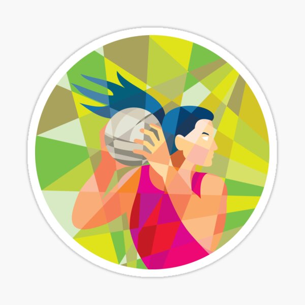 "Netball Player Ball Rebound Low Polygon" Sticker for Sale by ...