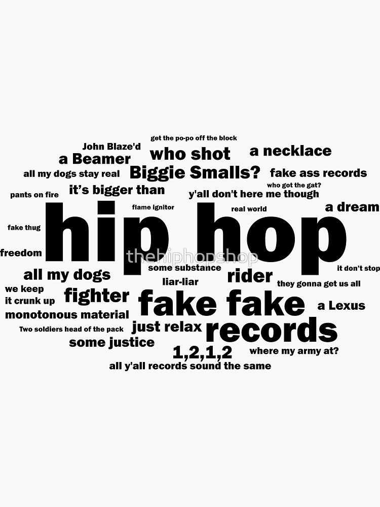 "Hip Hop Lyrics Word Cloud" Sticker for Sale by thehiphopshop | Redbubble