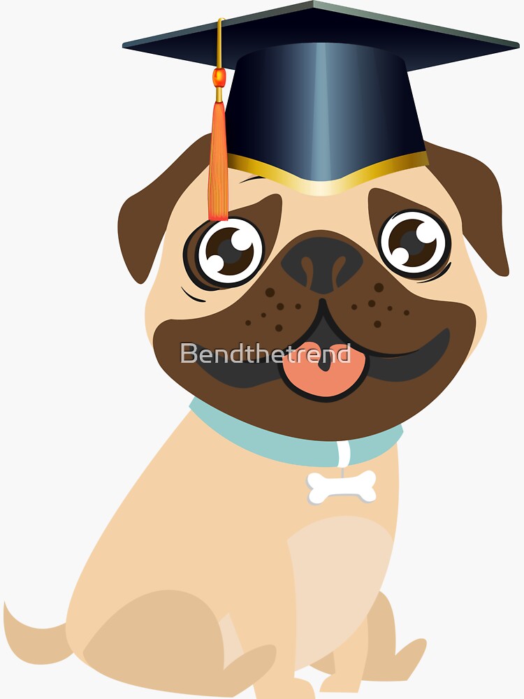 "Pug Graduation Cap" Sticker for Sale by Bendthetrend | Redbubble