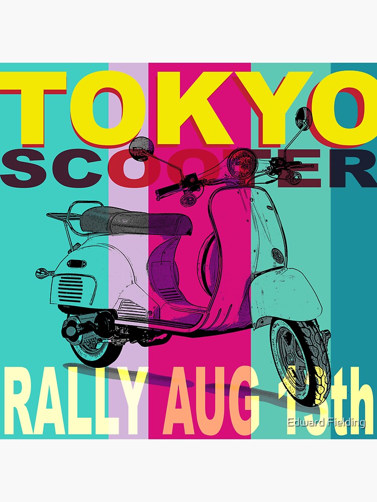 "Tokyo Scooter Rally Poster Blue Square" Sticker for Sale by ...