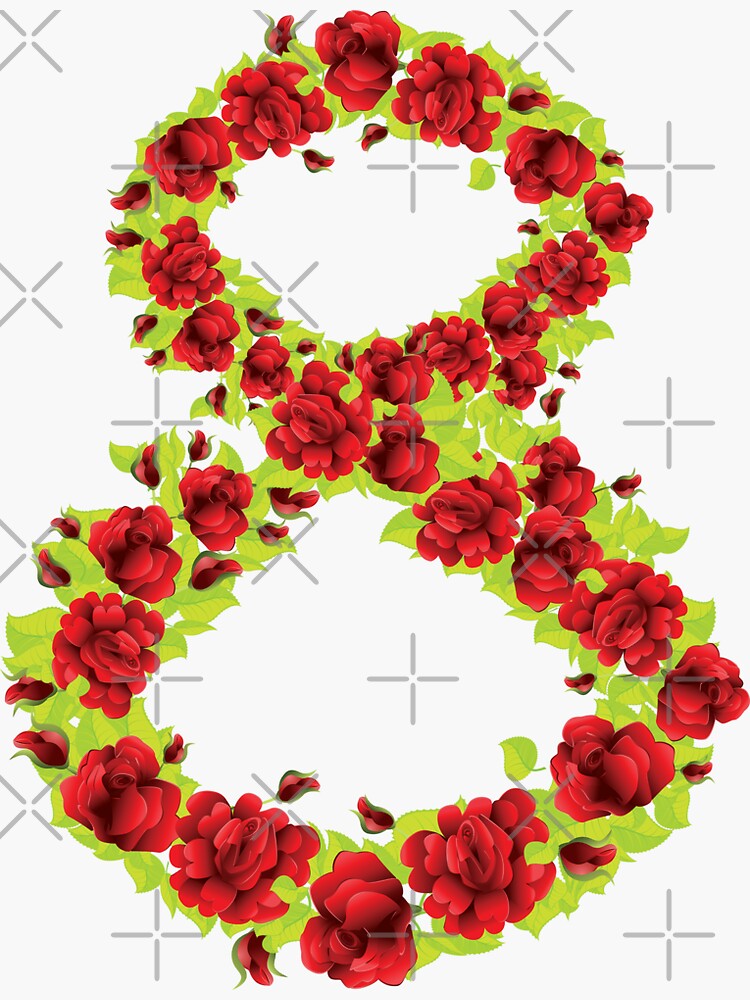 "Number 8 made from flowers" Sticker for Sale by AnnArtshock | Redbubble