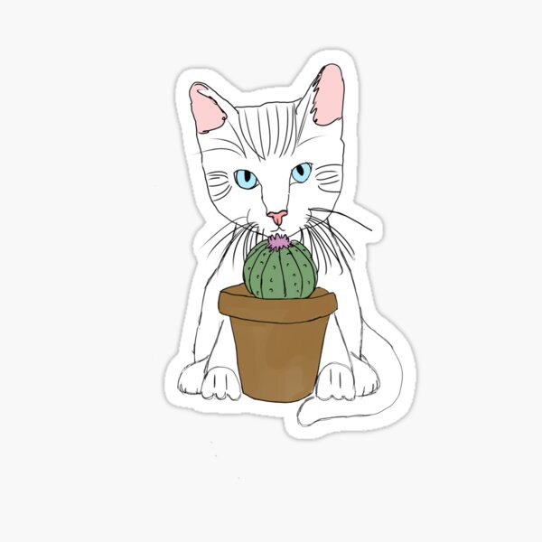 "Cat and Cactus " Sticker by Simonsdesign | Redbubble