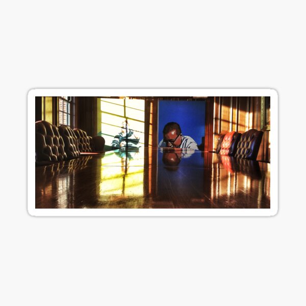 "Laughing aloud in The Boardroom ....." Sticker by MikeShort | Redbubble