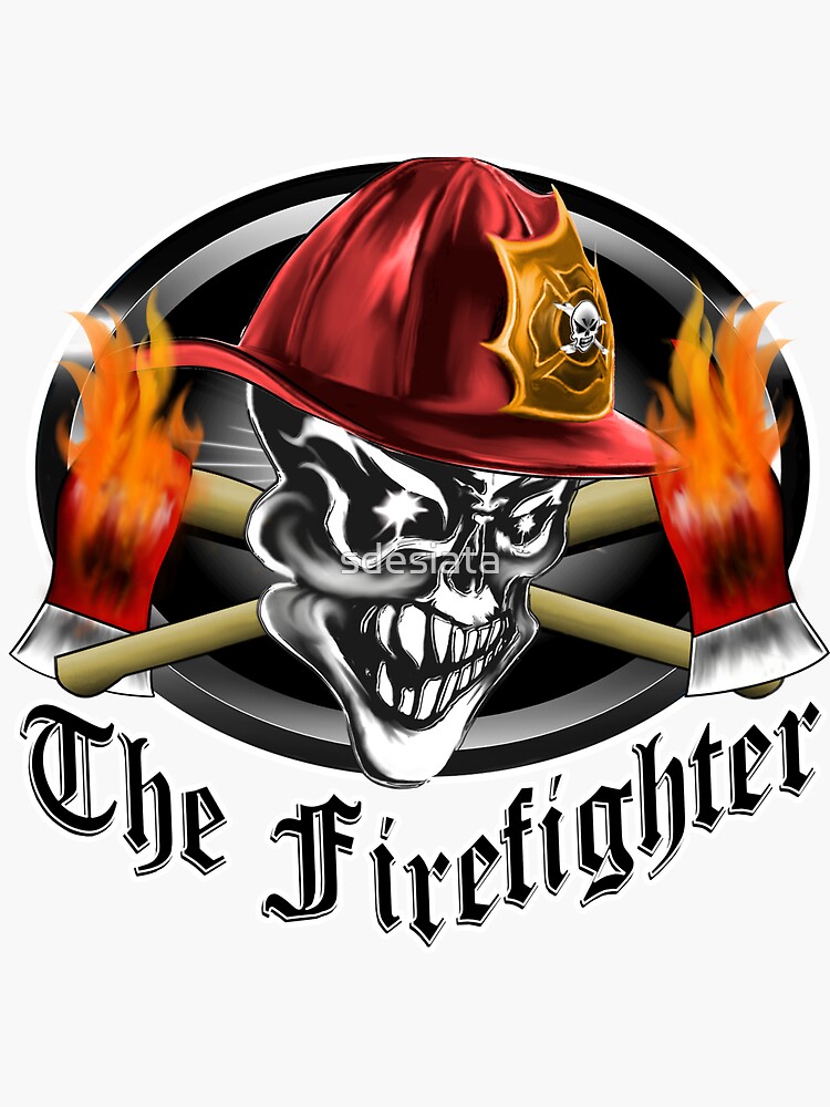 "Firefighter Skull 5.2" Sticker for Sale by sdesiata | Redbubble