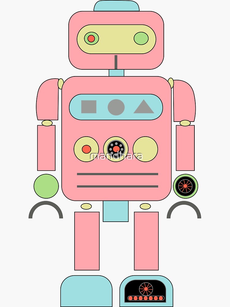 "Pink Robot" Sticker for Sale by mandhara | Redbubble
