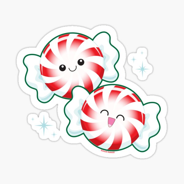 "Kawaii Holiday Peppermint Candy" Sticker for Sale by kimchikawaii ...