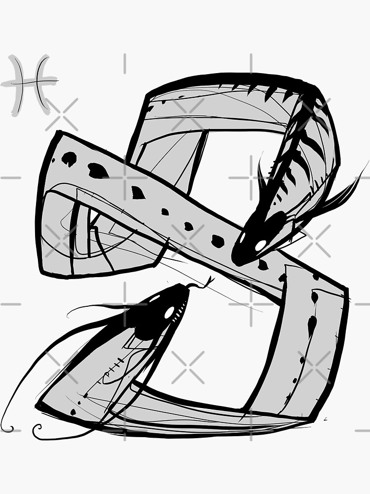 "DoubleZodiac - Pisces Snake" Sticker by Disasters | Redbubble