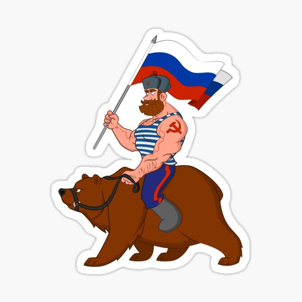 "Russian riding a bear." Sticker by EVGENII | Redbubble