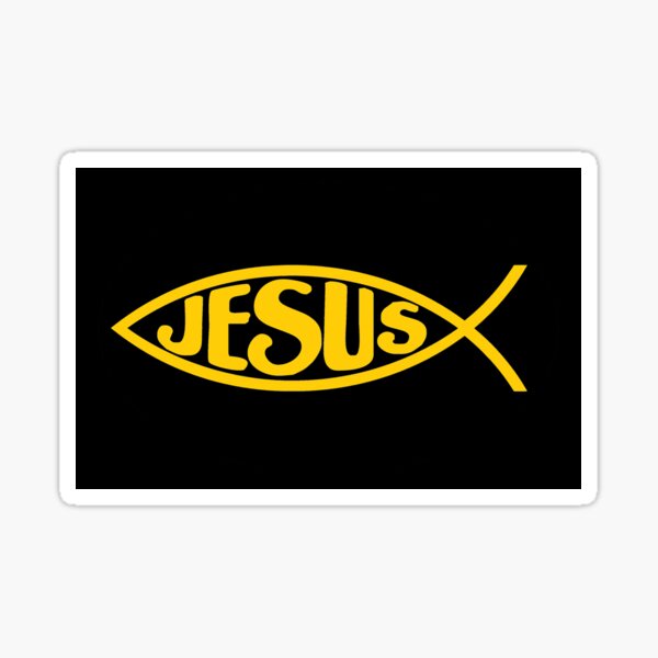"JESUS FISH GOLD & BLACK ICHTHYS" Sticker by colormecolorado | Redbubble
