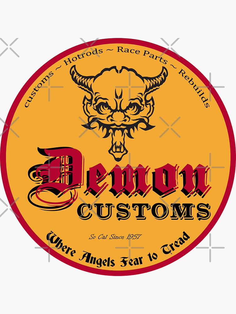 "Demon Customs Hot Rod" Sticker for Sale by INFIDEL | Redbubble