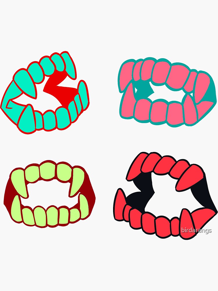 "mini fangy fangs" Sticker for Sale by birdarangs | Redbubble