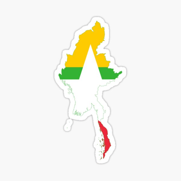 "Flag Map of Myanmar " Sticker for Sale by abbeyz71 | Redbubble