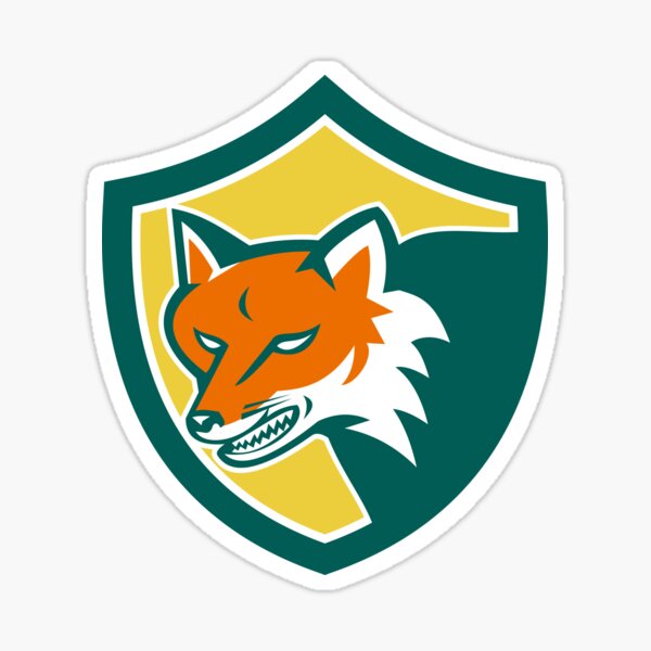 "Red Fox Angry Head Shield Retro" Sticker for Sale by patrimonio ...