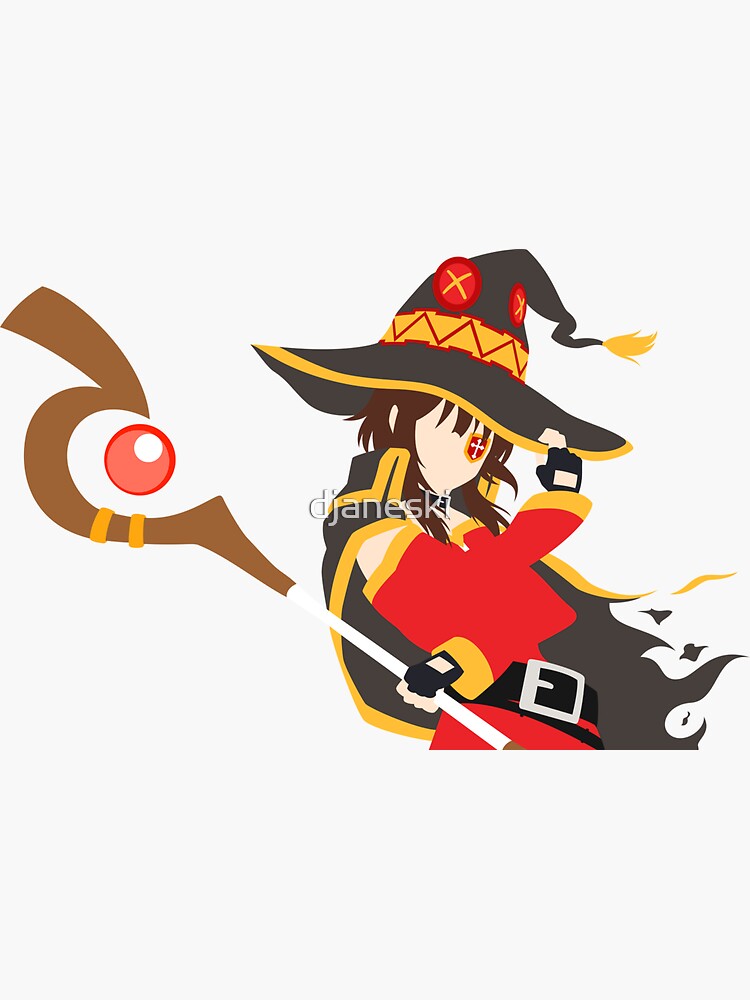 "Konosuba Megumin flat minimalistic cool hat" Sticker by djaneski ...