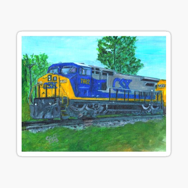 "CSXtrain. locomotive, diesel" Sticker for Sale by WalkaboutArt | Redbubble
