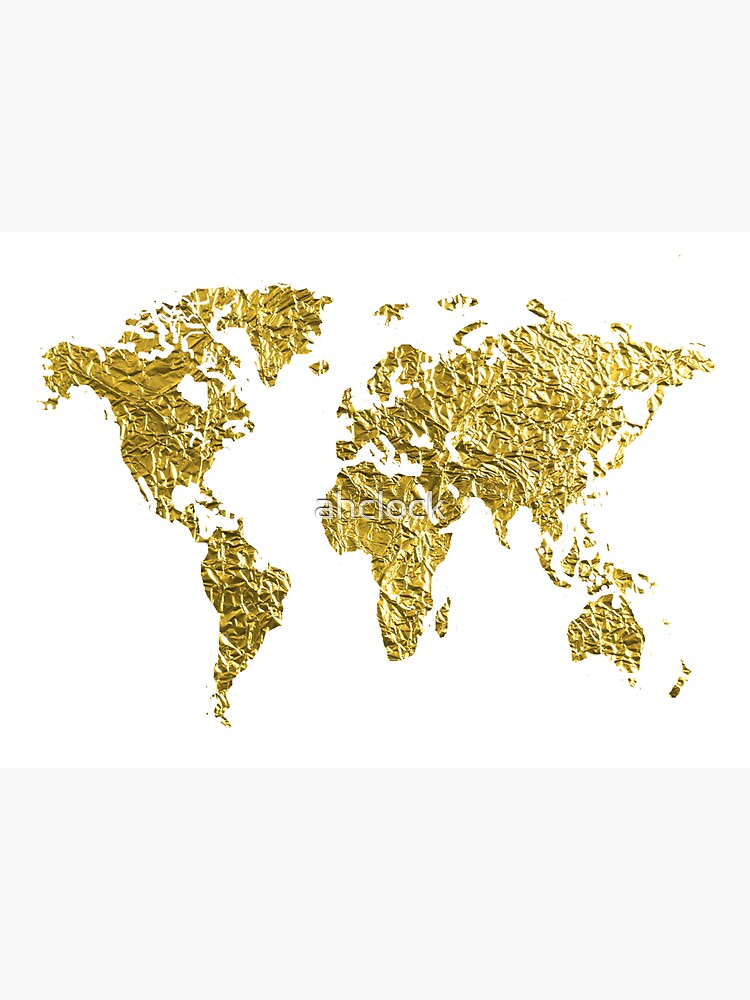 "gold foil world map" Sticker for Sale by ahclock | Redbubble