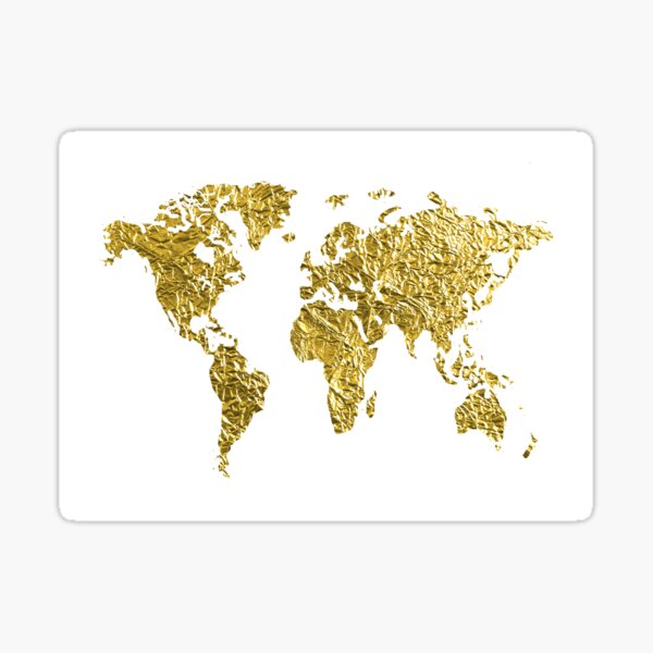 "gold foil world map" Sticker for Sale by ahclock | Redbubble