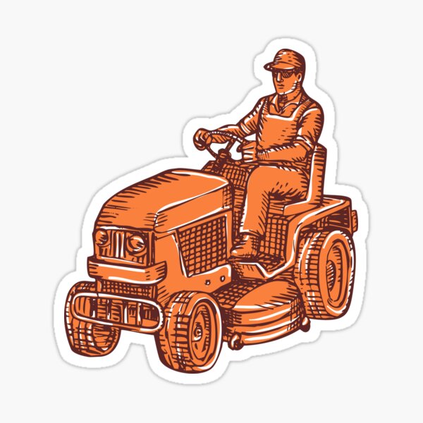 "Gardener Ride-On Mower Etching" Sticker for Sale by patrimonio | Redbubble