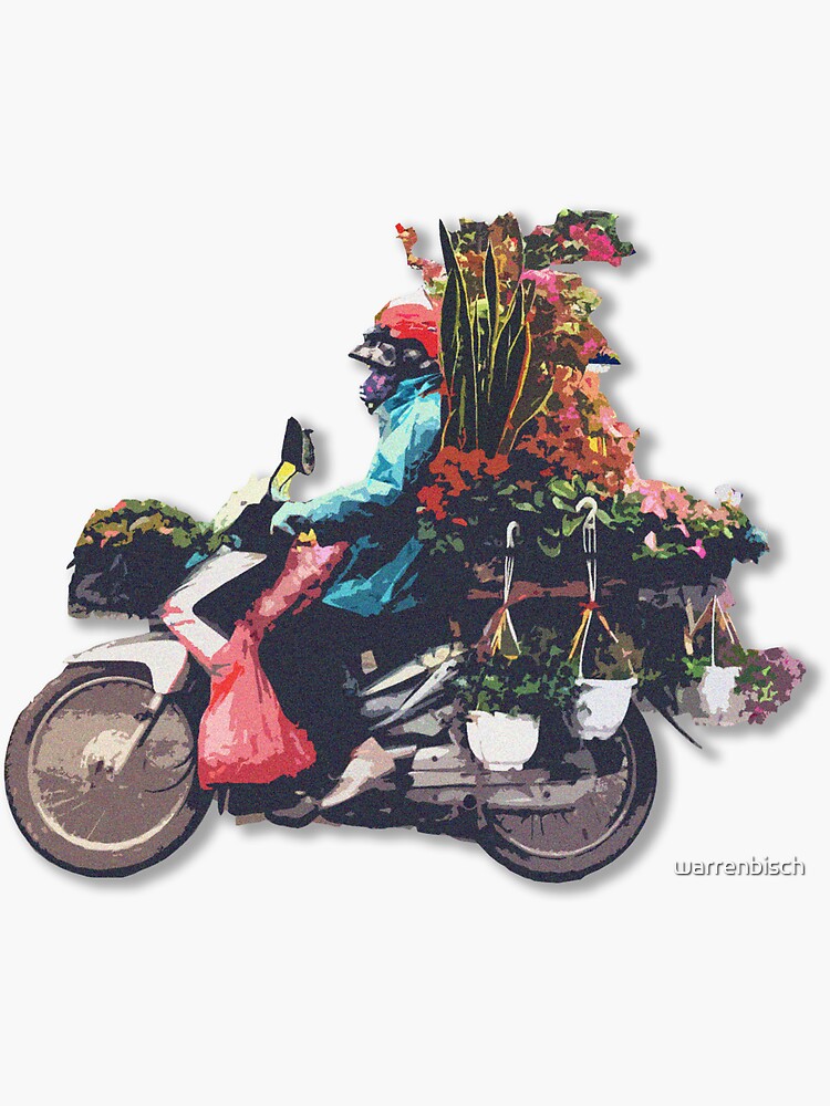 "Flower Motorbike Illustration" Sticker for Sale by warrenbisch | Redbubble