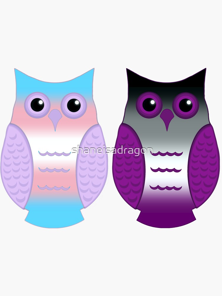 "Trans Ace Pride Owls" Sticker by shaneisadragon | Redbubble