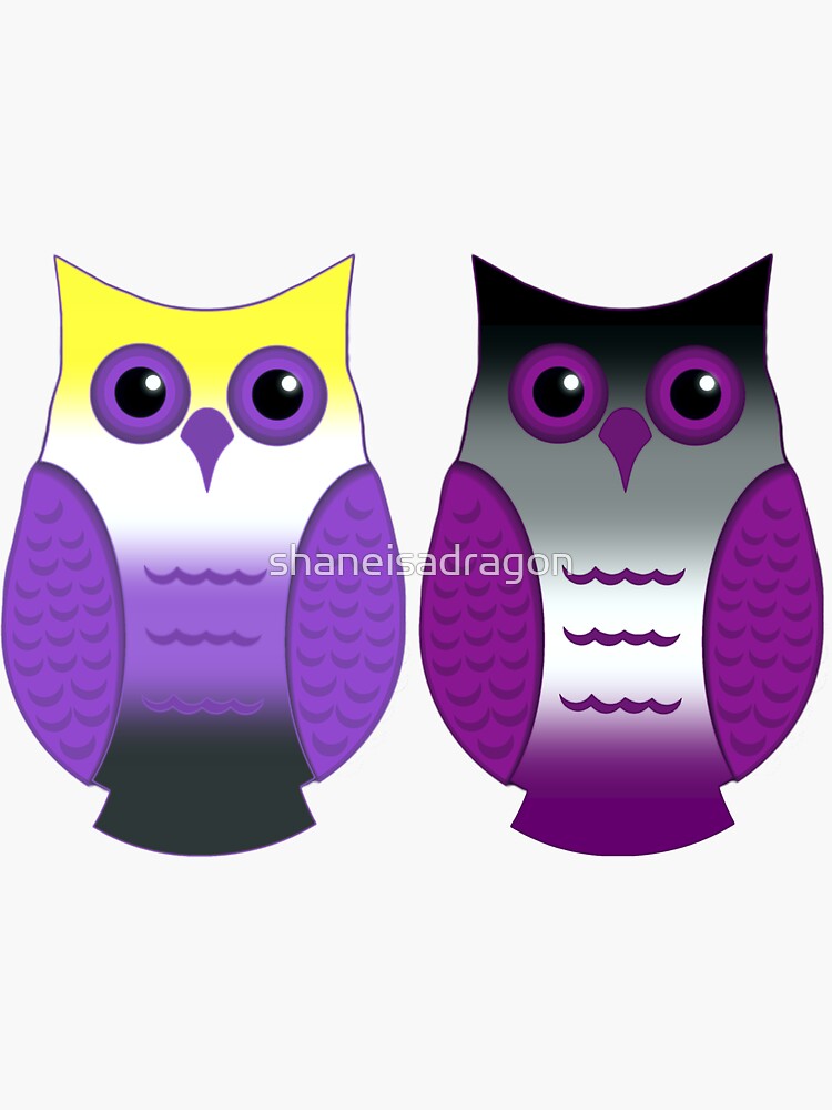 "Nonbinary Ace Pride Owls" Sticker by shaneisadragon | Redbubble