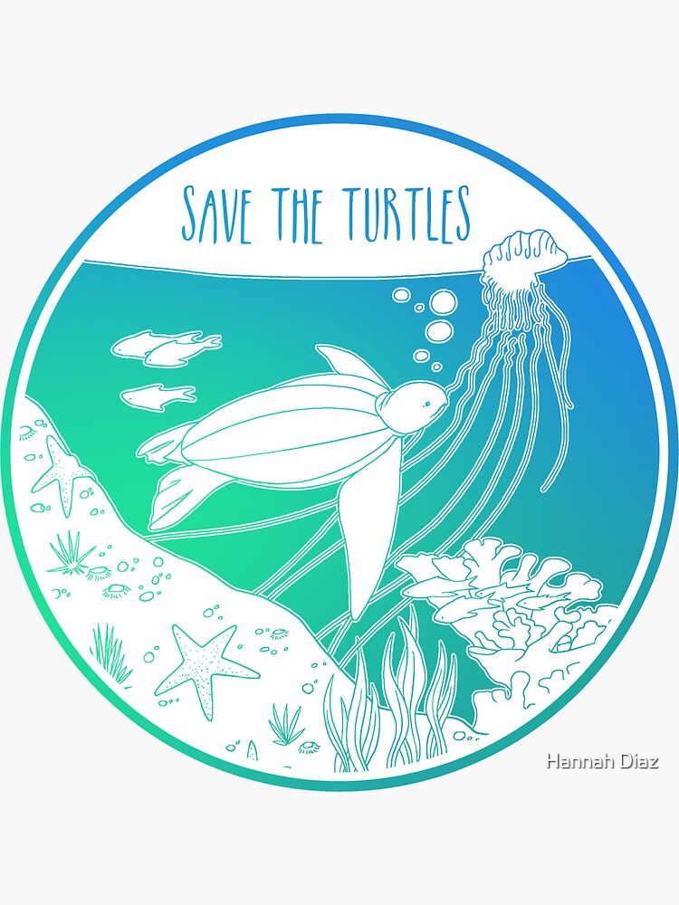 "Save the Turtles!" Sticker for Sale by Chikagi | Redbubble
