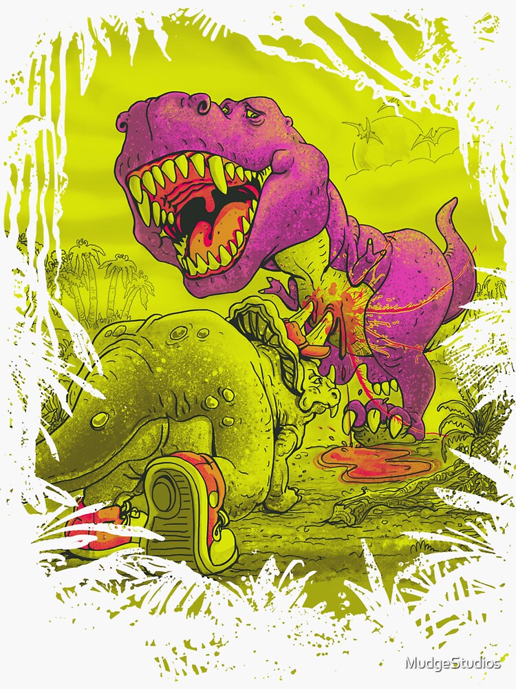 "Bloody Extinction of Purple T Rex Dinosaur" Sticker for Sale by ...