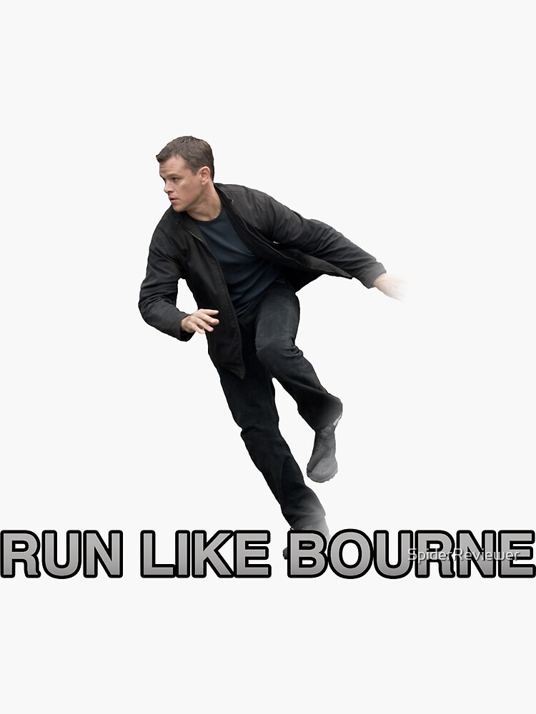 "Run Like Jason Bourne " Sticker for Sale by SpiderReviewer | Redbubble