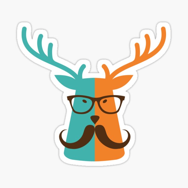 "Cute Deer Hipster Animal With Glasses Mustache" Sticker for Sale by ...